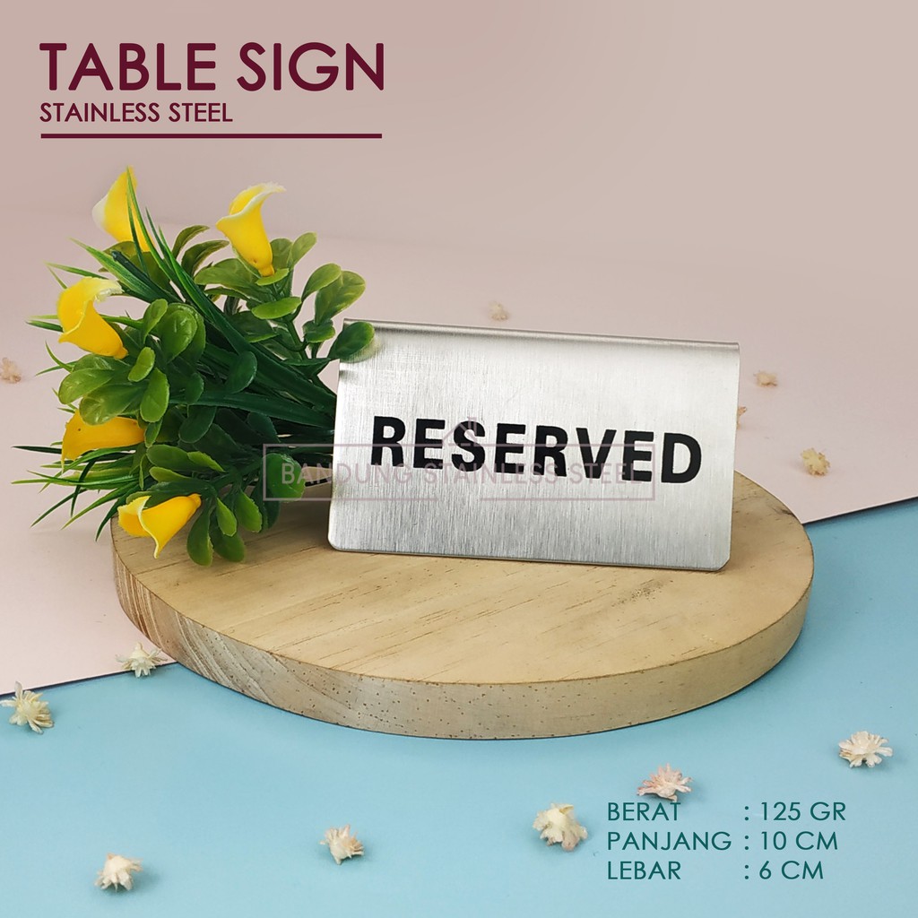 Jual Table sign tanda meja restoran stainless steel reserved No smoking ...