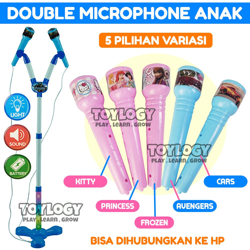Jual Mainan Musik Anak Microphone Double Mic Light Dua Duo Nyanyi ...