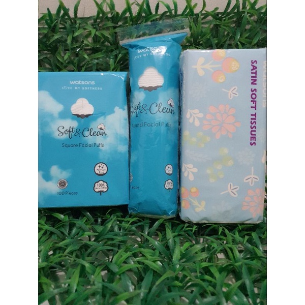Jual WATSONS SATIN SOFT TISSUE / SQUARE FACIAL COTTON PUFFS / ROUND ...