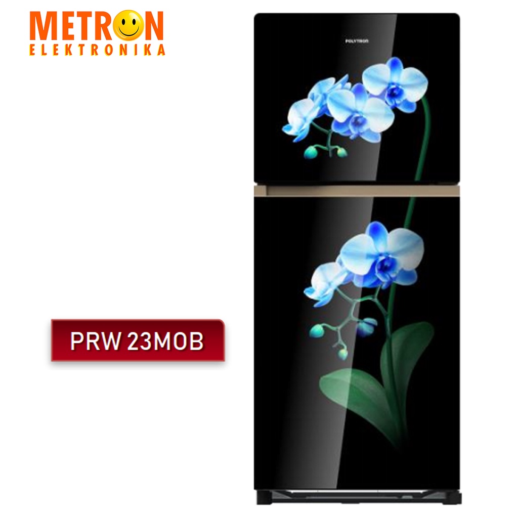 Jual POLYTRON PRW 23 MOB KULKAS 2 PINTU 220 LT BLACK BLUE ORCHID GLASS ...