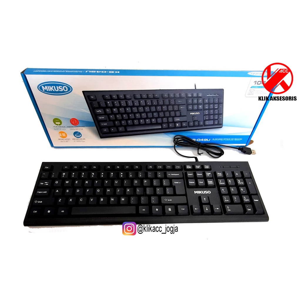 Jual Keyboard USB MIKUSO KB-049U 104 KEYS for Komputer/Laptop Original ...