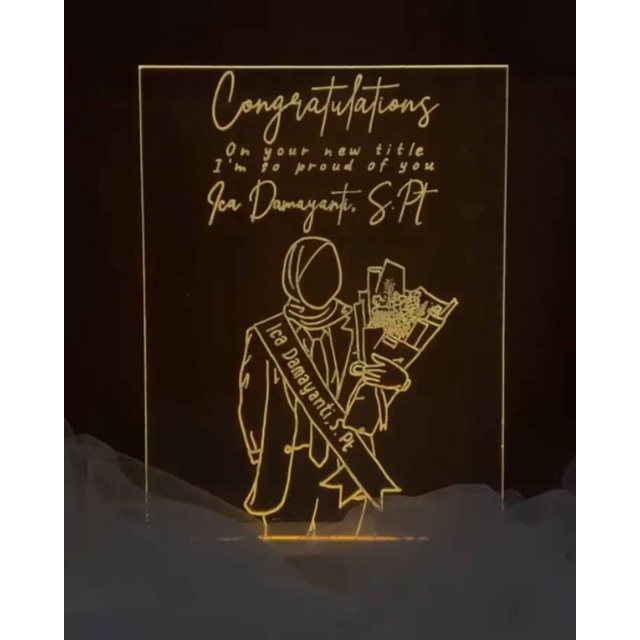 Jual Akrilik LED ukir 3mm A5 Akrilik Custom Kado Wisuda Ulang Tahun ...