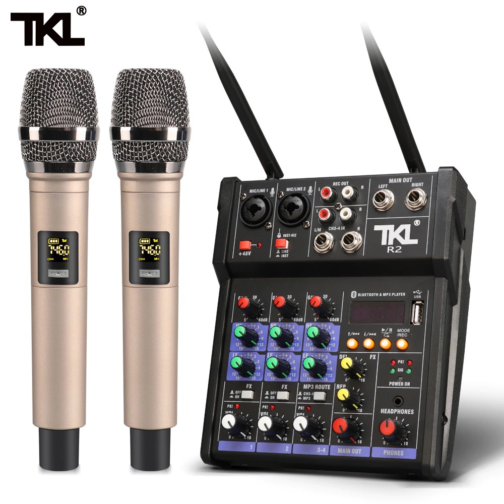 Jual TKL Audio Console DJ Mixer 48V Phantom Power 2 Microphone - TKR2 ...