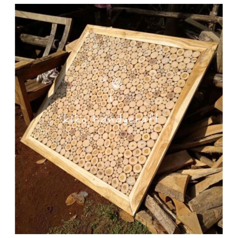 Jual Panel koin kayu jati/ hiasan dinding permeter | Shopee Indonesia