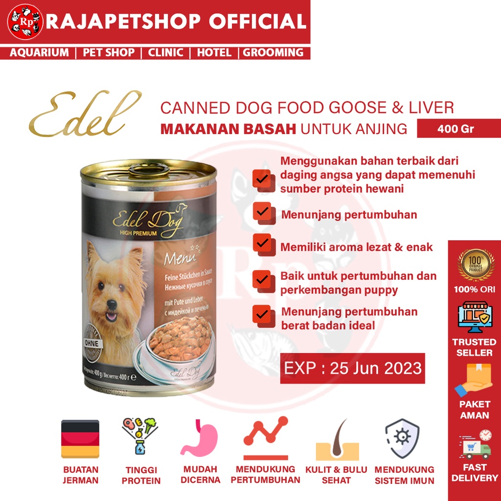 Jual ( PAKAN ) EDEL CANNED DOG FOOD GOOSE & LIVER 400 GR MAKANAN ANJING ...