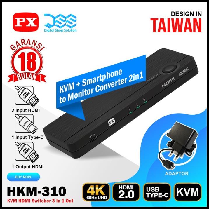 Jual Hdmi Switcher 4K Dolby Kvm Converter Type C Usb Hdmi Px Hkm-310 ...
