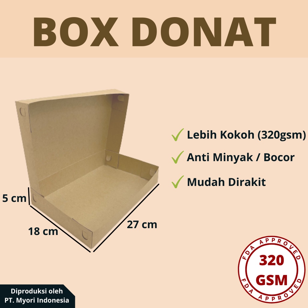 Jual Box Donat (isi 6) | Kraft + Laminasi | Uk. 27 x 18 x 5 cm | Shopee ...