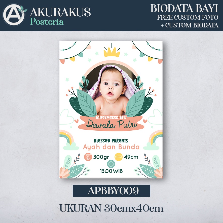 Jual WALL DECOR PAJANGAN DINDING POSTER KAYU HADIAH KELAHIRAN BIODATA ...