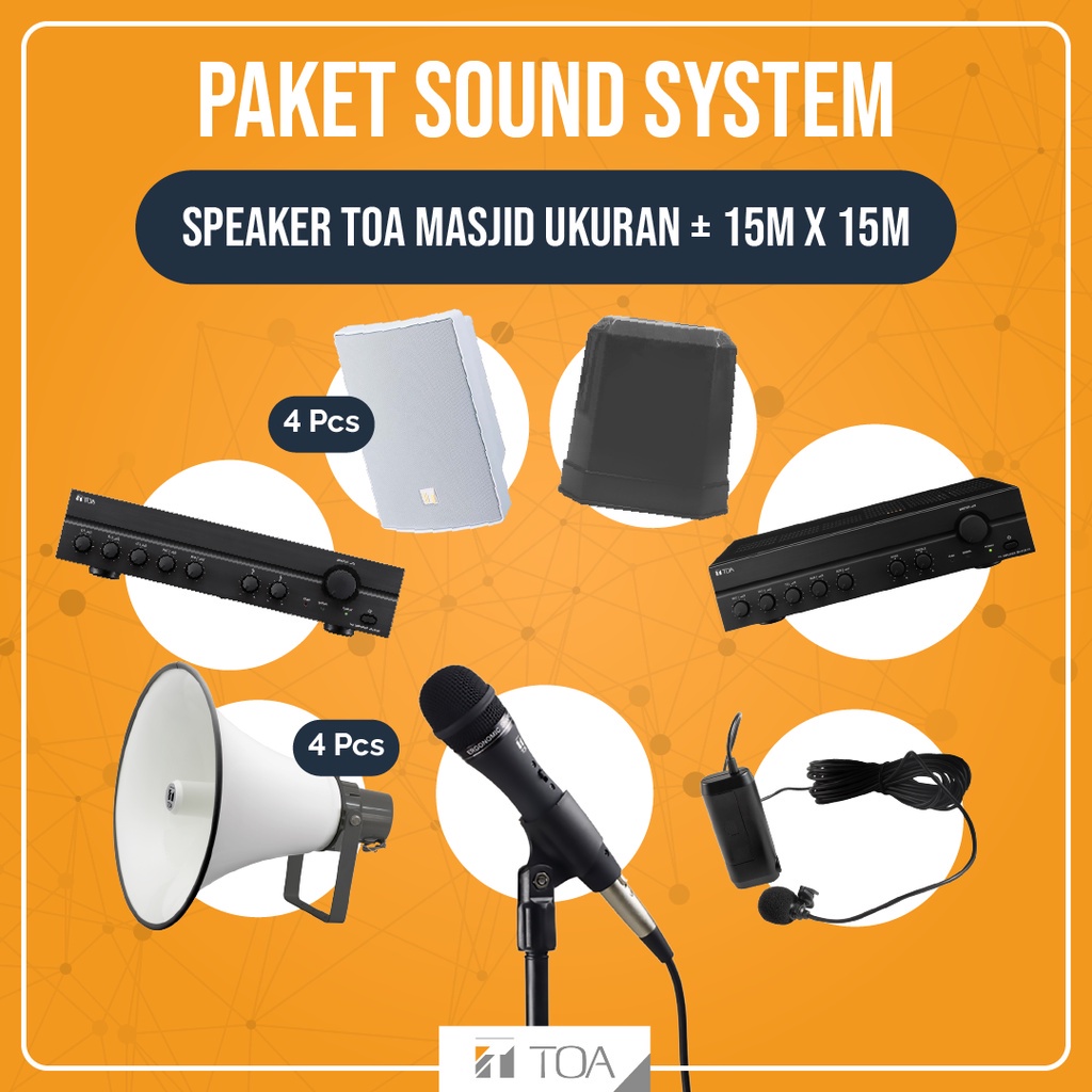 Jual Paket Sound System Speaker Masjid TOA Ukuran 15m x 15m | Shopee Indonesia