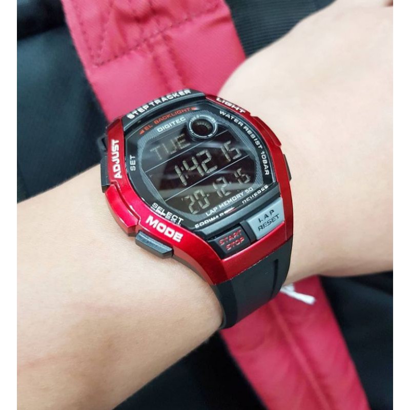 Jual Jam Tangan Pria DIGITEC Step Tracker Tali Karet Hitam DS-3108 ...