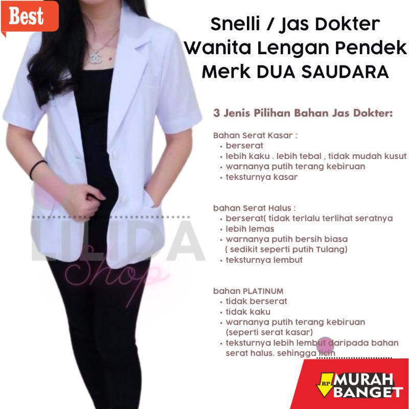 Jual Blazer keren terbaru- jas dokter snelli wanita lengan pendek merk DUA SAUDARA blazer dokter ...
