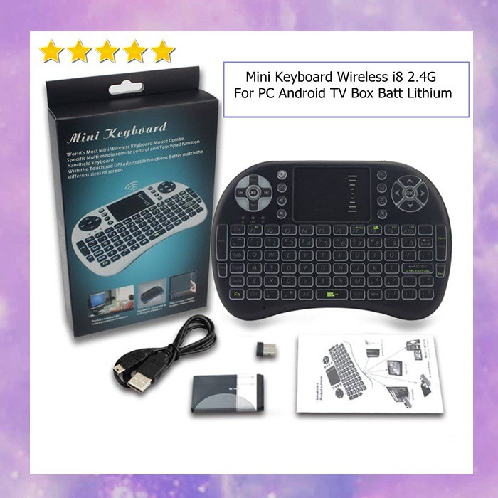 Jual Mini Keyboard Wireless i8 2.4G For PC Android TV Box Batt Lithium ...