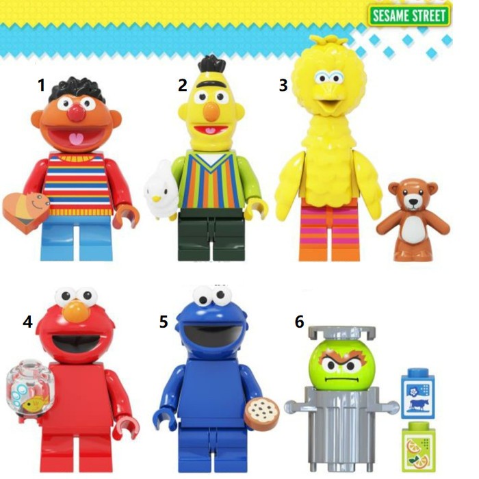Jual Sesame Street Ernie Bert Big Bird Elmo Cookie Oscar Minifigure ...