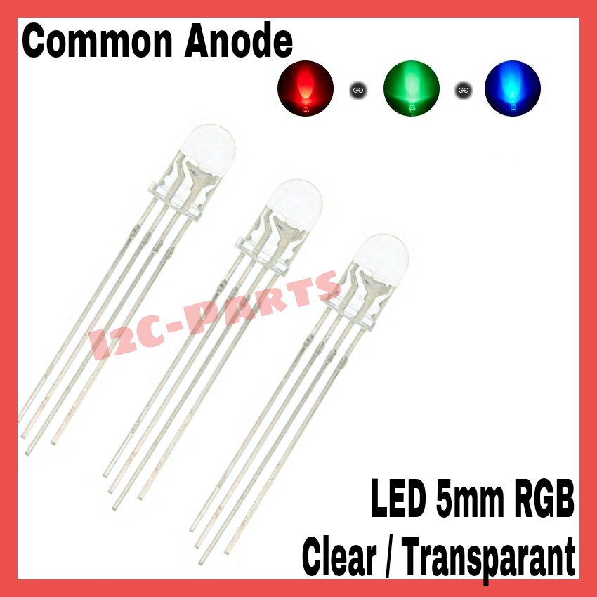 Jual LED RGB Common Anode 4P Clear Round Hat Red Green Blue 5 mm ...