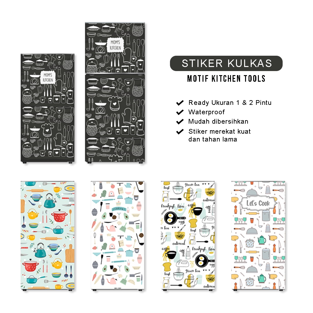 Jual Sticker Kulkas 1 pintu dan 2 pintu motif Kitchen tools | Shopee ...