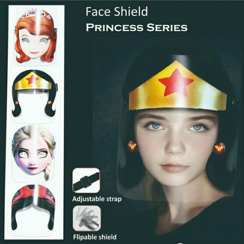 Jual Face Shield Karakter Anak , Frozen, Minimouse, Wonder Woman, Sofia ...
