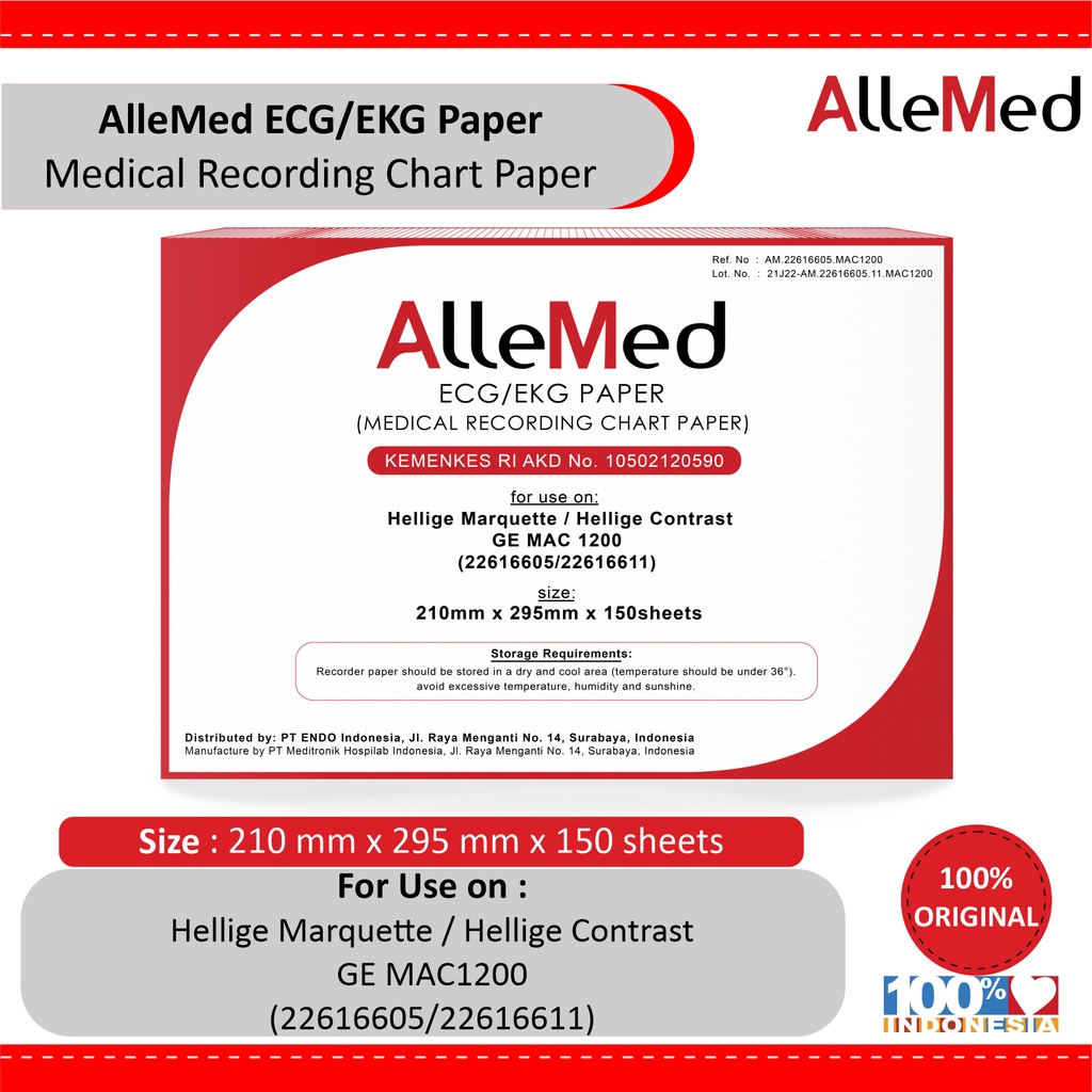Jual Kertas EKG 210MM x 295MM x 150 Lembar ECG Paper GE MAC1200 ...
