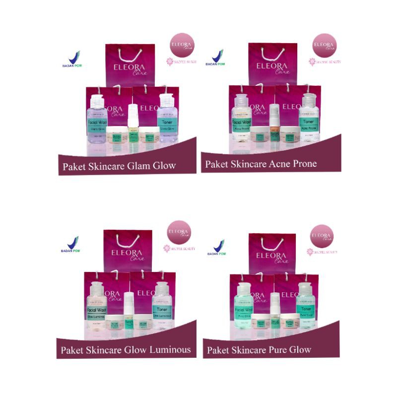 Jual ELEORA Glowing Beauty Skincare Bpom Paket Glowing Acne Prone Glam ...
