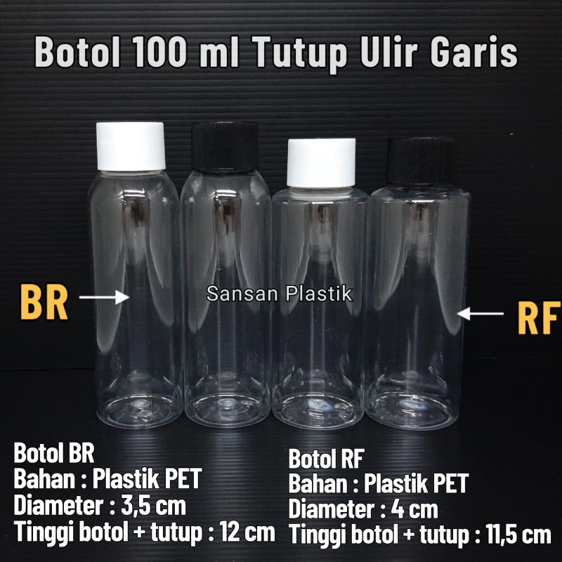 Jual Botol 100 ml Tutup Ulir Plastik Garis / Botol 100ml Tutup Ulir Garis | Shopee Indonesia