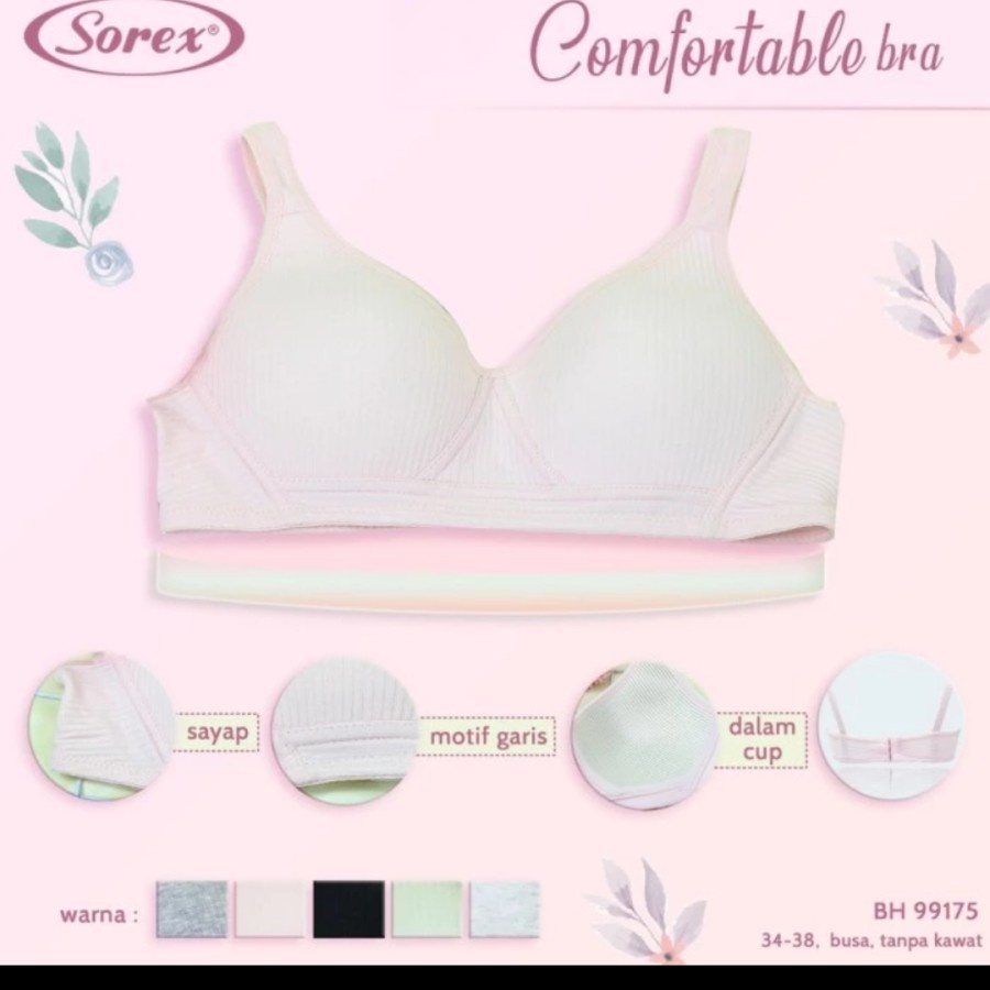 Jual bh bra comfortable sorex 99175 kait 3 tanpa kawat setara cup B ...