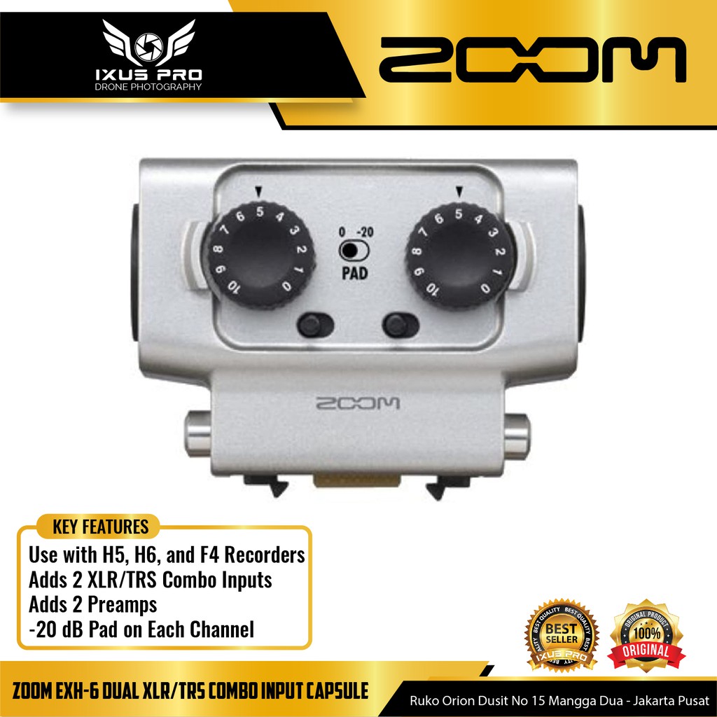 Jual Zoom EXH-6 Dual XLR/TRS Combo Input Capsule for H5, H6, and F4 ...