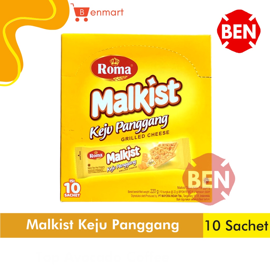 Jual Roma Malkist Keju Panggang 1 Box 10 Sachet Grilled Cheese Tabur ...
