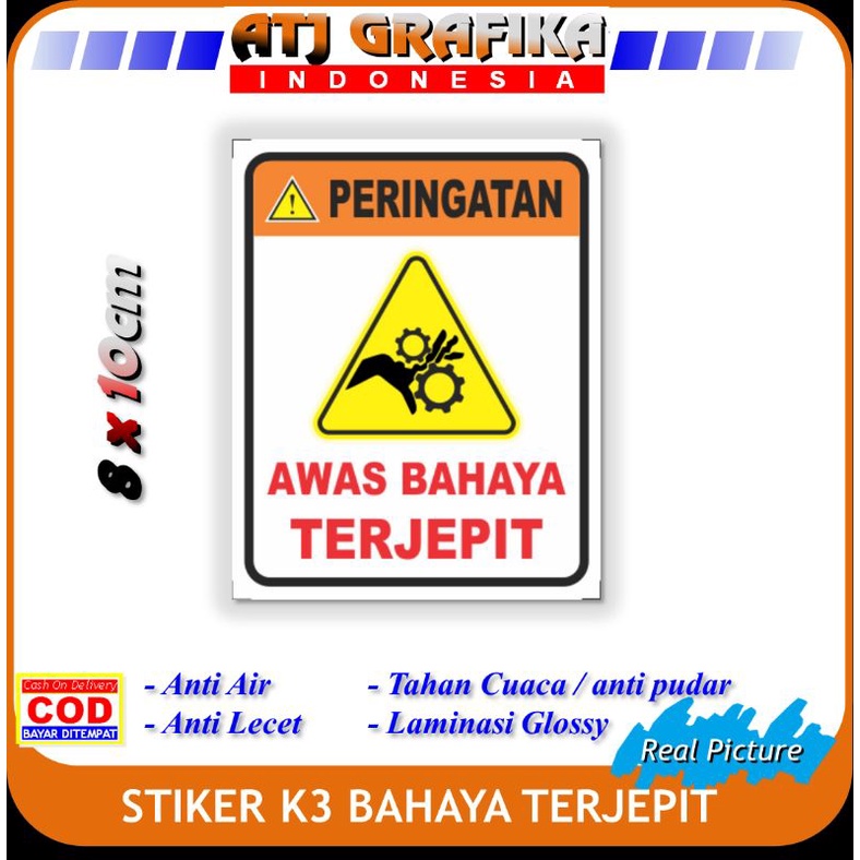 Jual Stiker bahaya terjepit Sticker K3 keselamatan kerja pintu mesin ...