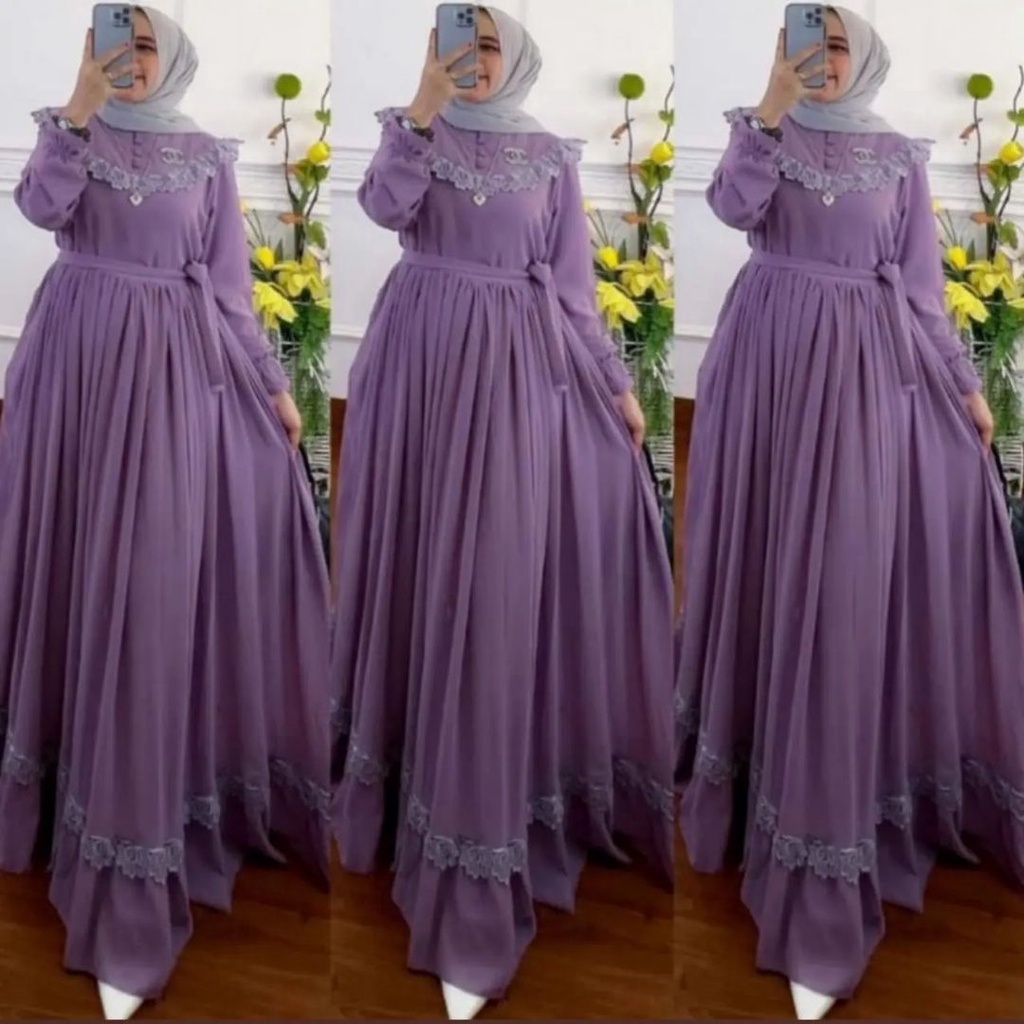 Jual Rauna Dress Gamis Wanita Terbaru Matt Cerutybabydoll Full Furing ...