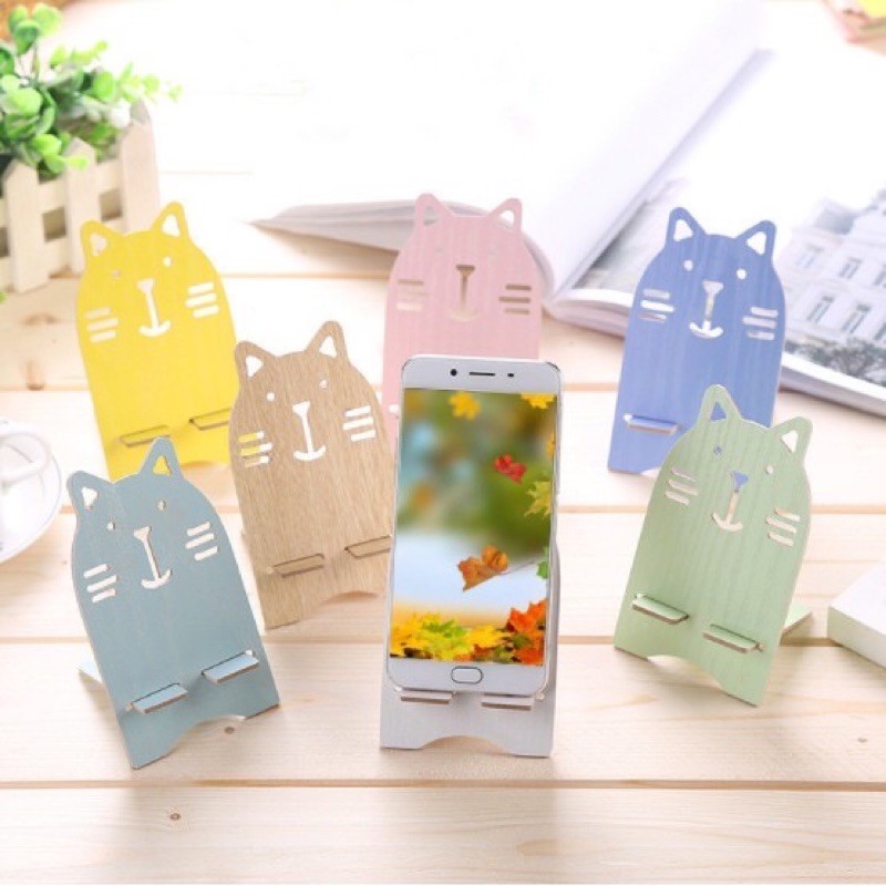 Jual Penyangga Handphone Kucing Bahan Kayu Phone Holder HP Telepon ...