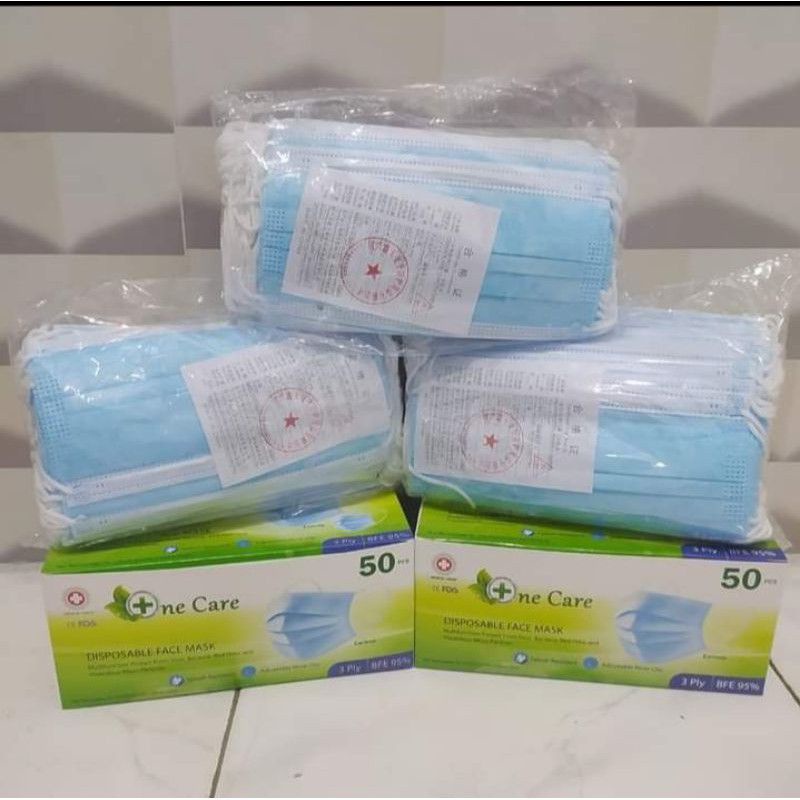 Jual Masker 3 ply Earloop & Hijab Box One Care Plus (50pcs) | Shopee ...