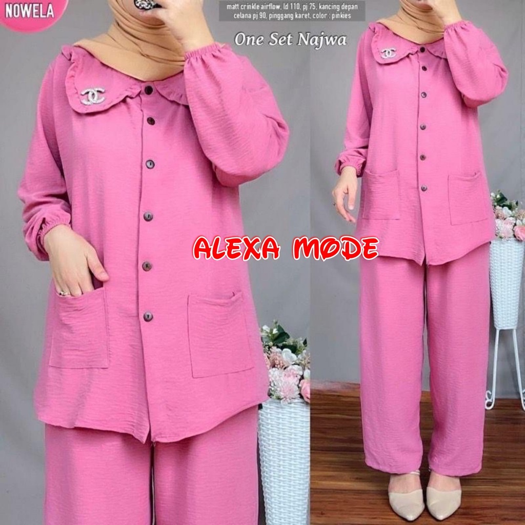 Jual NEW ONE SET NAJWA CRINKLE AIRFLOW LD 110 CM / SETELAN WANITA POLOS BAHAN CRINKLE PREMIUM ...