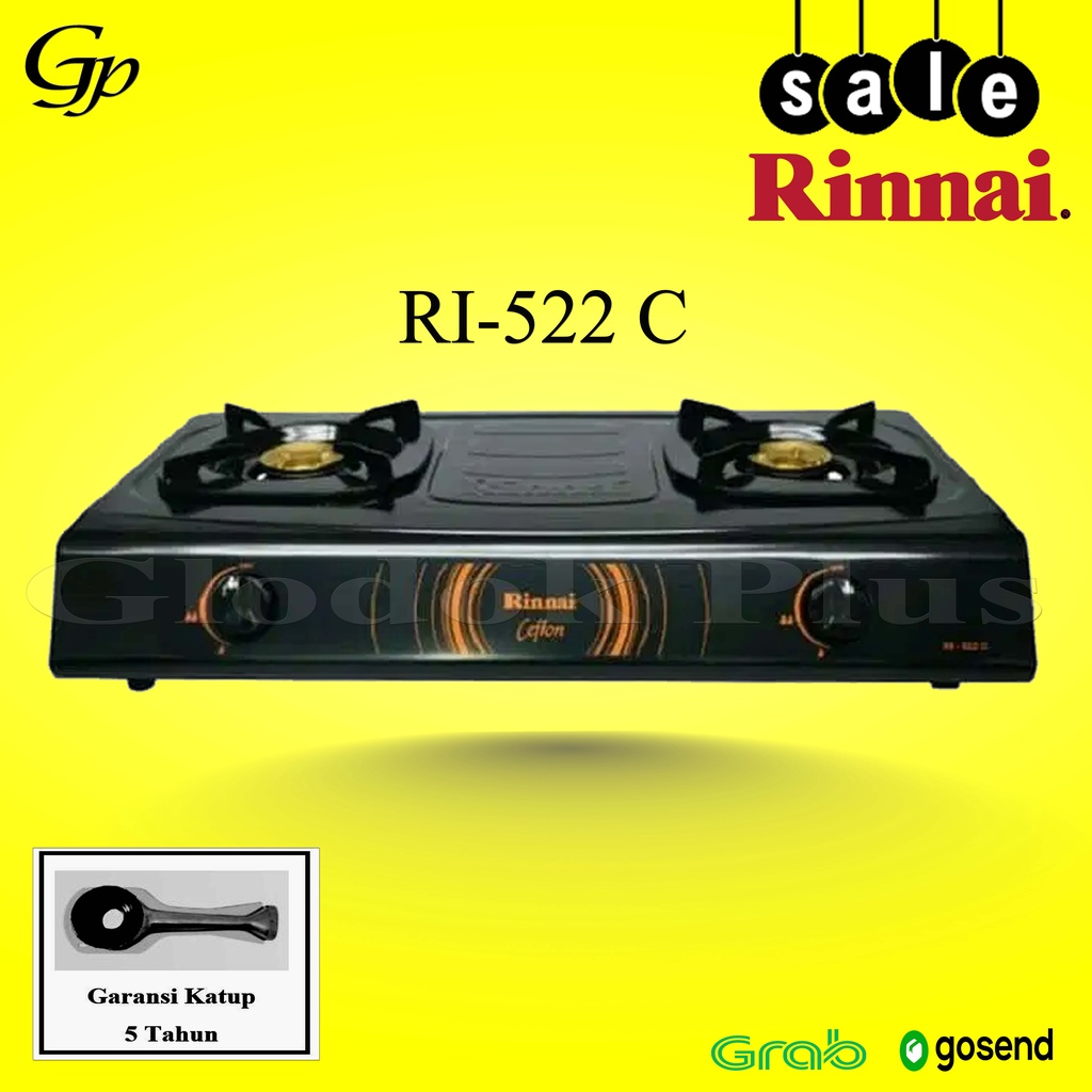 Jual Rinnai RI-522C Kompor Gas 2 Tungku Teflon ri 522 C rinai ri522c ...