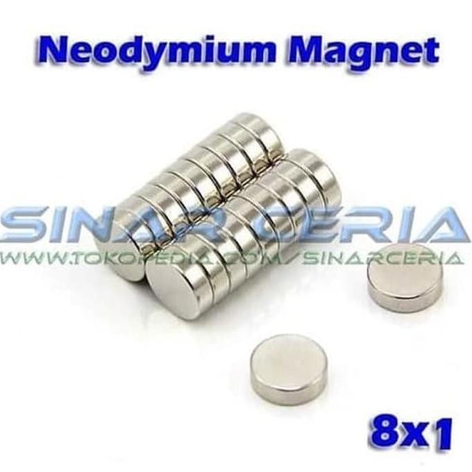 Jual Magnet Neodymium super kuat Silinder N35 ukuran 8x1mm Rare Magnet ...