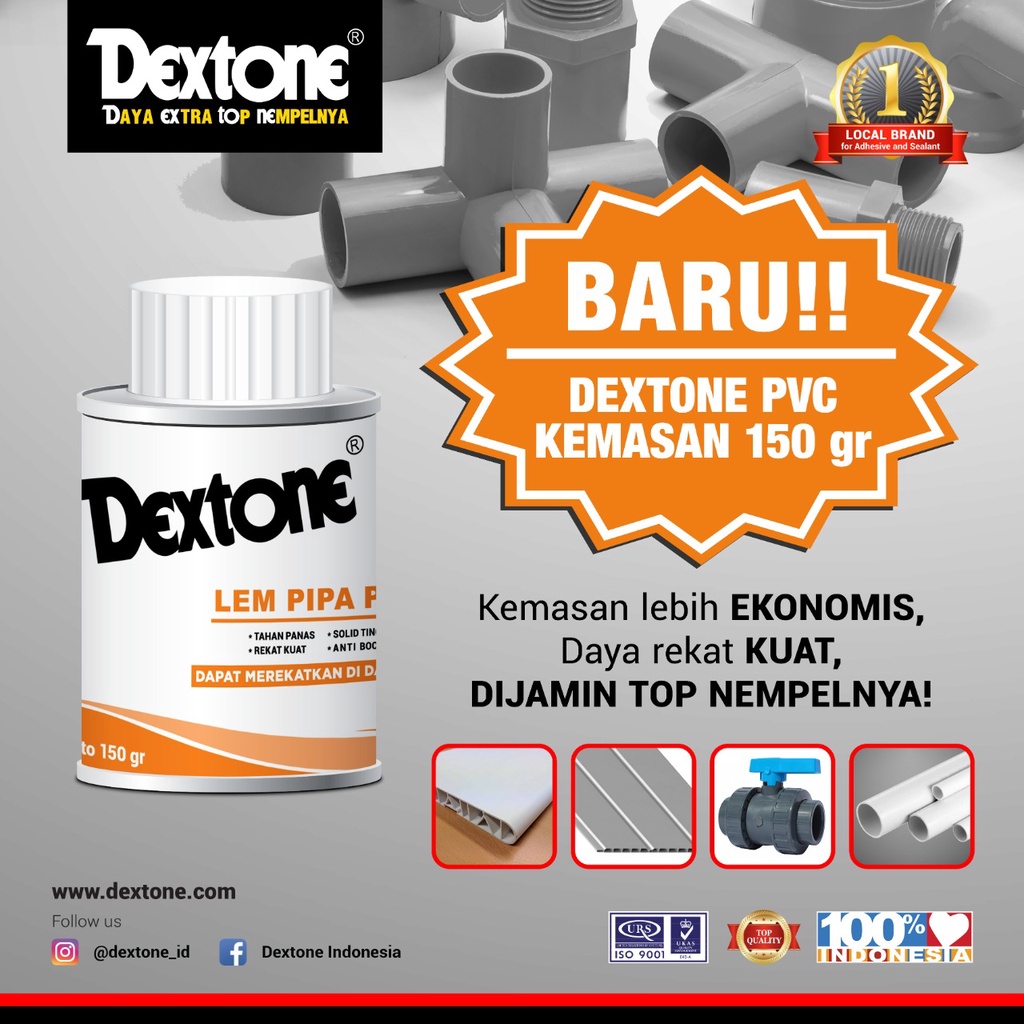 Jual Lem Pipa PVC DEXTONE 150 gram - Lem Paralon Kaleng 150gr - Lem PVC ...