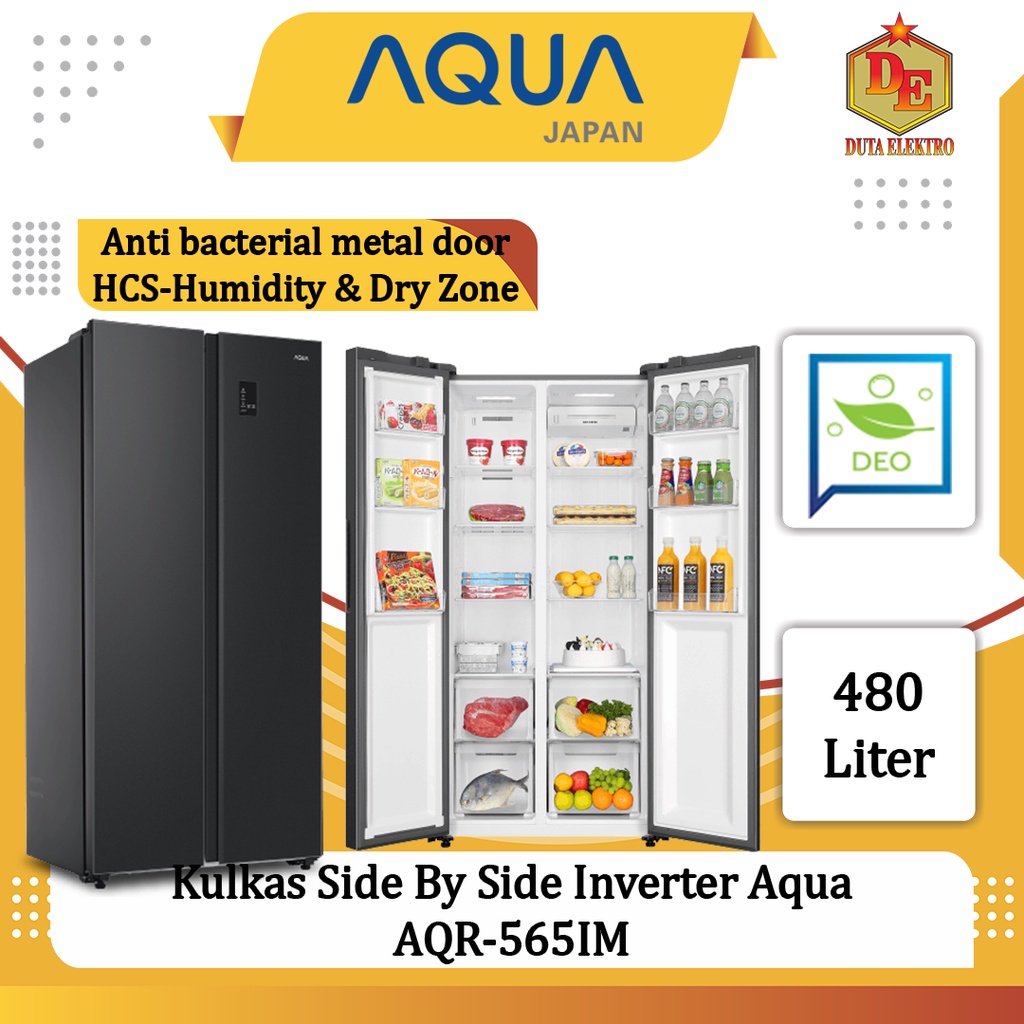 Jual Kulkas Side By Side Aqua Japan AQR 565 IM Inverter | Shopee Indonesia