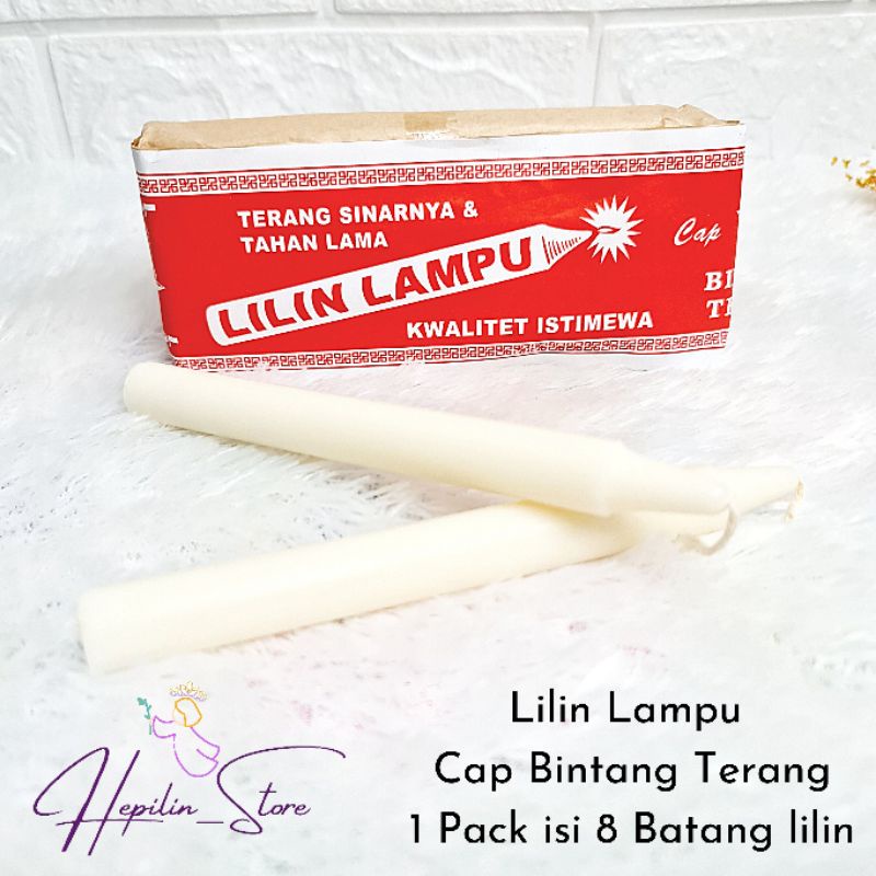 Jual Lilin KECIL Cap Bintang Terang 1 Pack isi 8 pcs ( 13 cm atau 13.5 cm ) / Lilin PUTIH Kecil ...