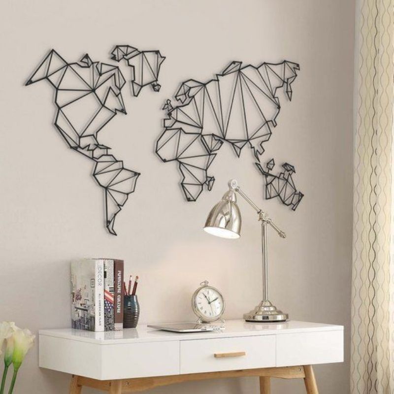 Jual world maps metal - world map - dekorasi dinding peta dunia ...