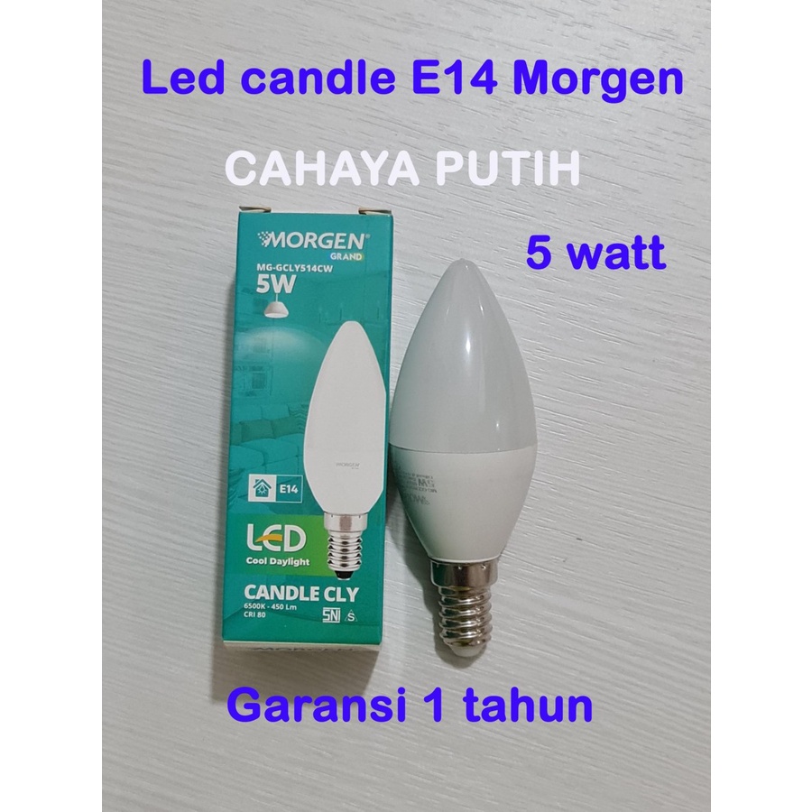 Jual Cahaya PUTIH lampu led candle E14 5watt Morgen MG-CLY05 lampu lilin | Shopee Indonesia