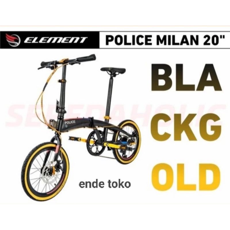 Jual Sepeda lipat element police milan black gold 8sp 20 inch | Shopee ...