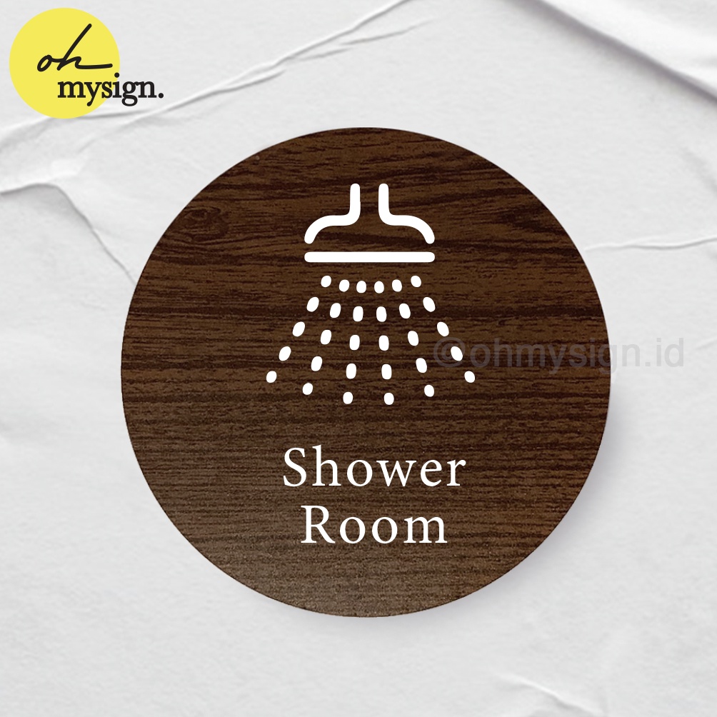 Jual Shower Room Sign Board Kayu Bulat Print Signage Label | Shopee ...