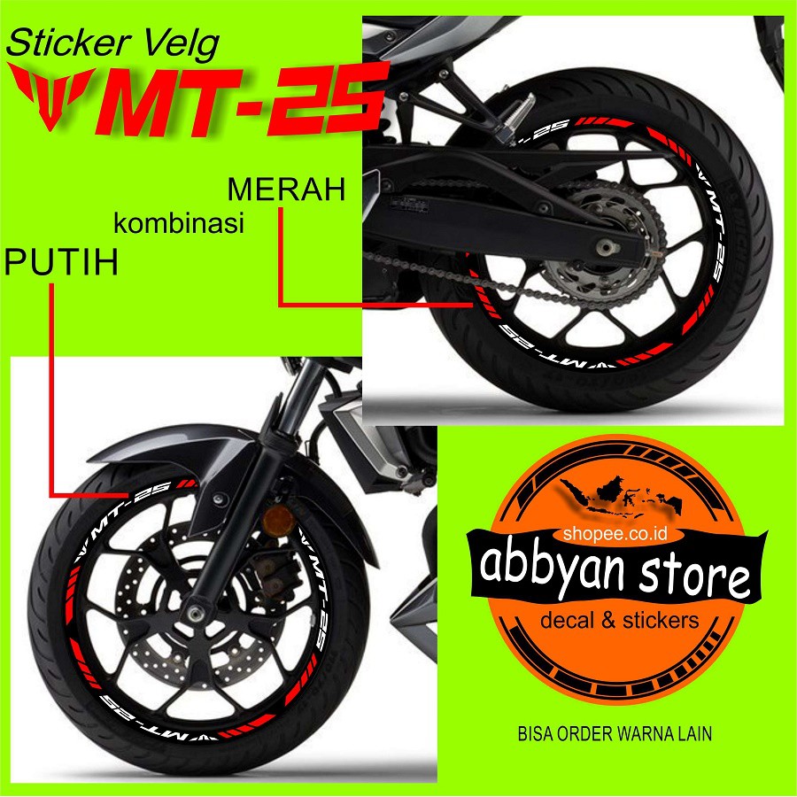 Jual Stiker Velg Sticker Motor Decal Yamaha MT 25 Bisa Custom Kawasaki ...