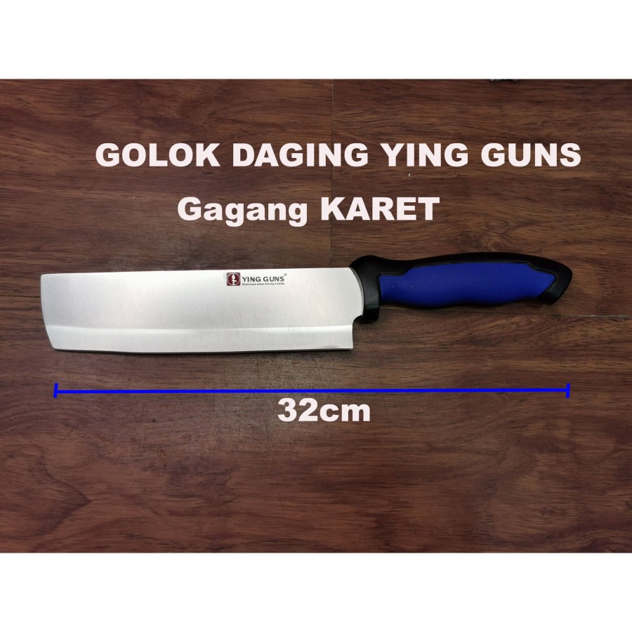 Jual Golok DAGING 32cm Gagang KARET - YING GUNS STAINLESS STEEL - pisau ...