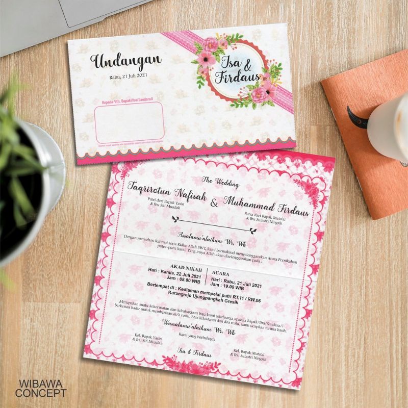 Jual Undangan pernikahan pink vintage | Cantik, simple | Shopee Indonesia