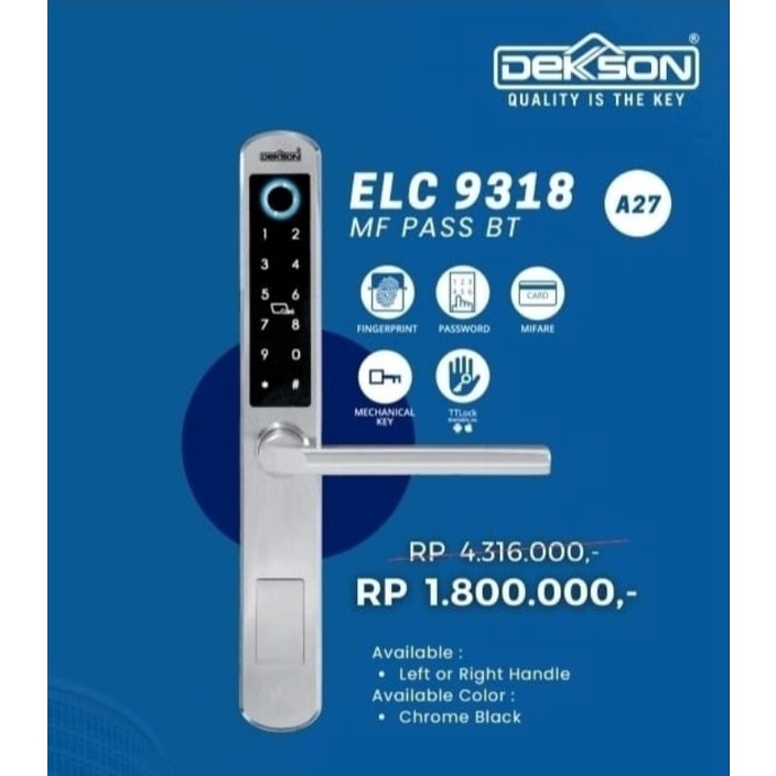 Jual Electronic Lock Dekkson Smart Door Lock Kunci Pintu Digital ...