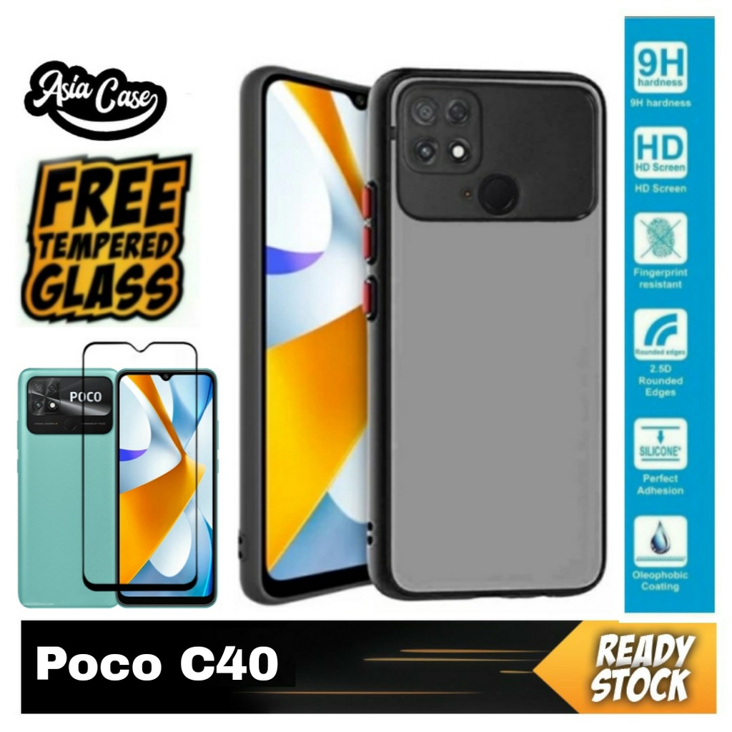 Jual Promo 2 IN 1 Case Xiaomi Poco C40 Free Tempered Glass Full Layar ...