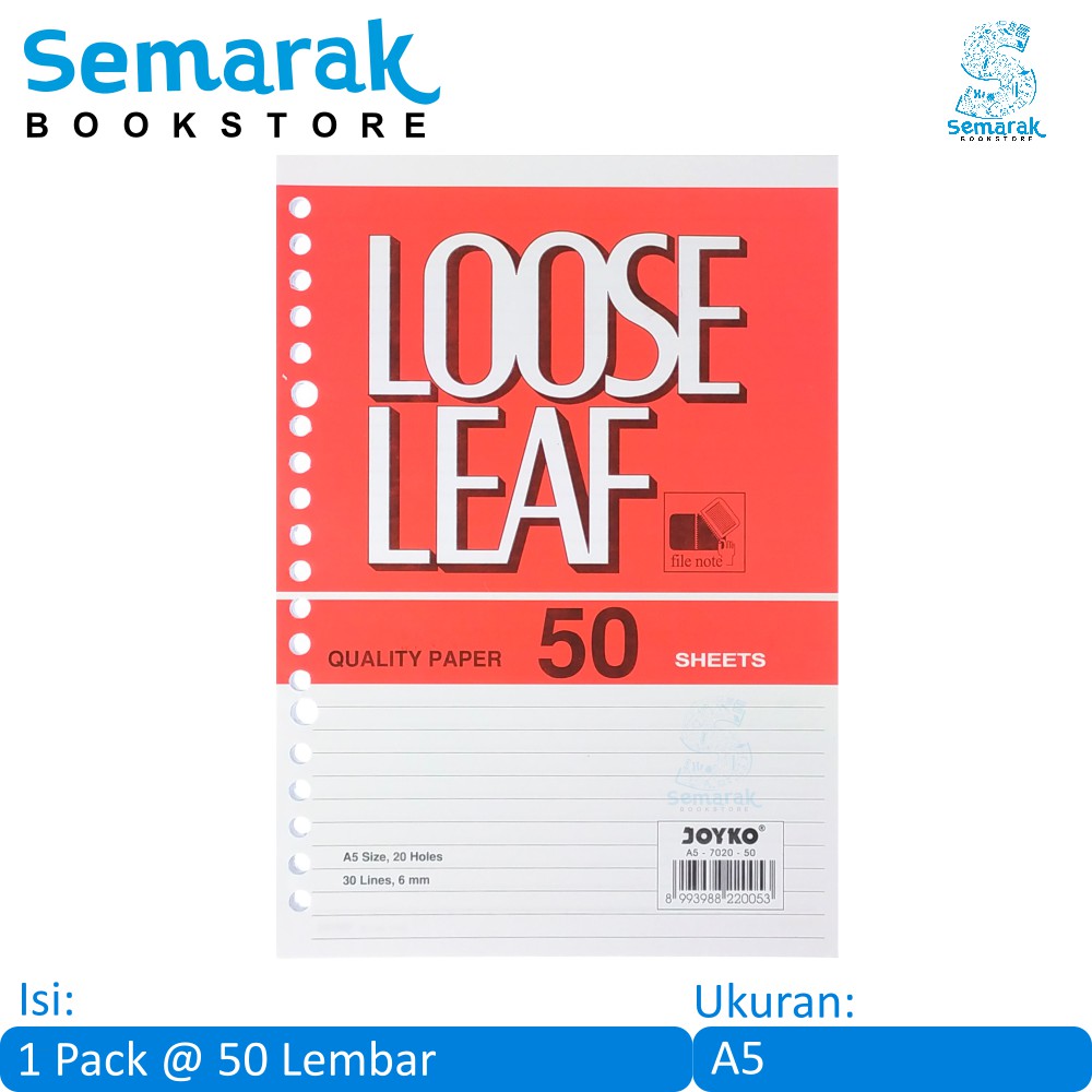 Jual Kertas Binder Joyko 7020 Loose Leaf A5 [1 Pack@ 50 Lembar] | Shopee Indonesia