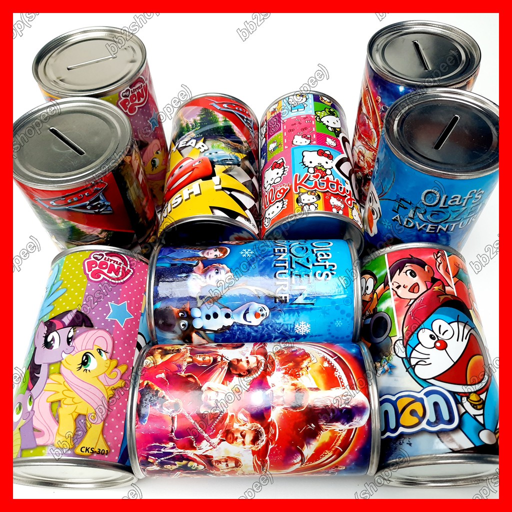 Jual Souvenir Cendera Mata Celengan Kaleng Tabung Tabungan Karakter ...
