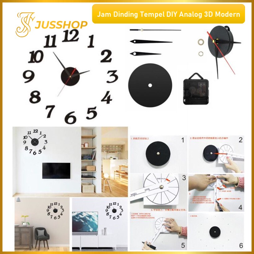 Jual Jam Dinding Tempel DIY Analog 3D Modern Clock | Shopee Indonesia