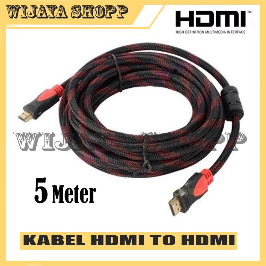 Jual KABEL HDMI SERAT JARING KABEL HDMI LAPTOP KE TV LED /LCD/CCTV NYLON SERAT JARING PANJANG 5M ...