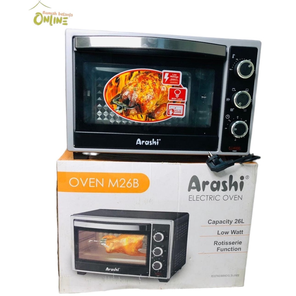 Jual OVEN ARASHI M26B Oven Listrik Arashi 26 Liter Low Watt 300W - 600W ...